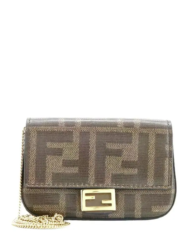 Fendi Chain Baguette Charm Crossbody Bag - Brown