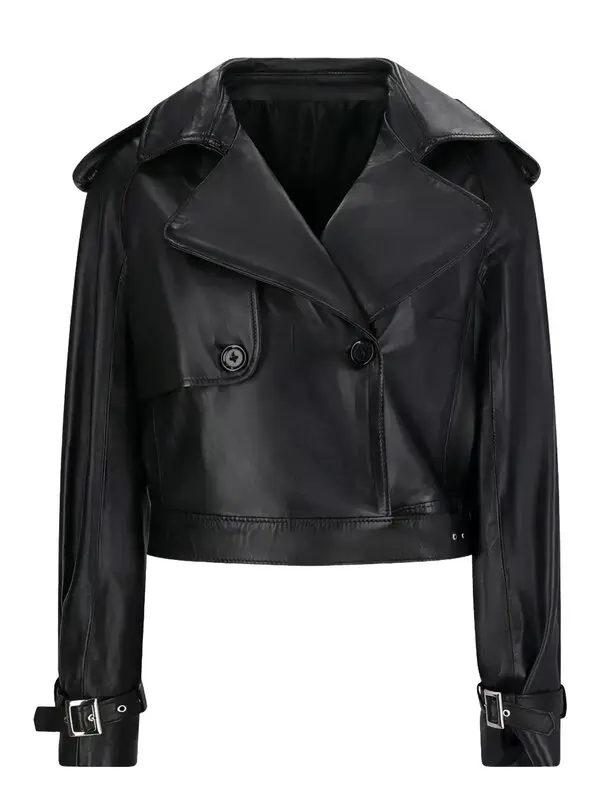 Alessandra Rich Double-breasted Bomber Jacket - Black
