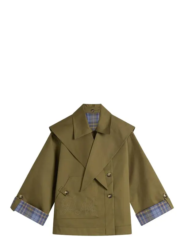DAMSON MADDER Reversible Jerry Crop Trench Coat - Olive