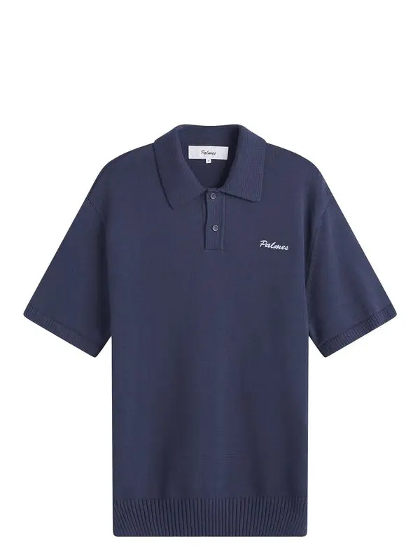 PALMES Cotton Knit Polo - Navy