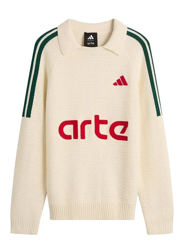 Adidas X Arte Long Sleeve Knit Jersey Top - White/collegiate Green