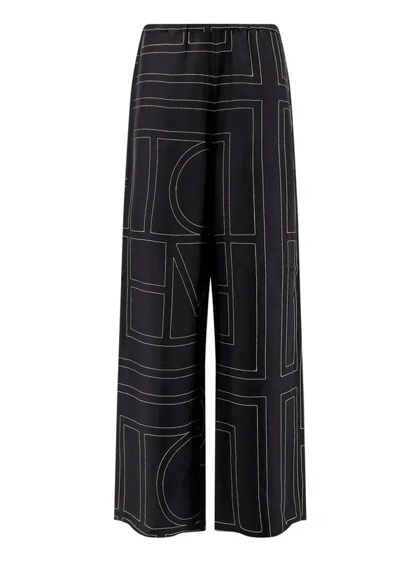 TOTEME Monogram Silk Trousers - Black