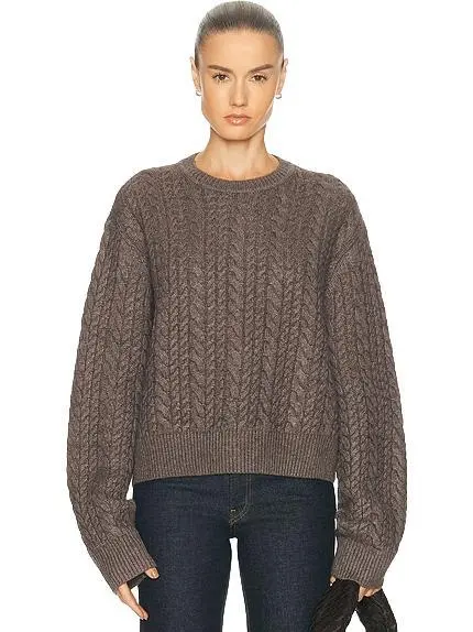 EAVES Laci Cable Crewneck Sweater - Hickory