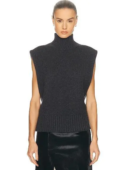 EAVES Lynnda Knit Mock Neck Shell - Graphite