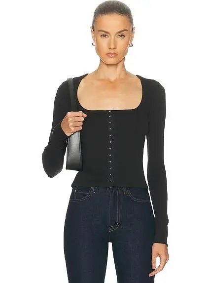 GRLFRND Hook & Eye Long Sleeve Top - Black