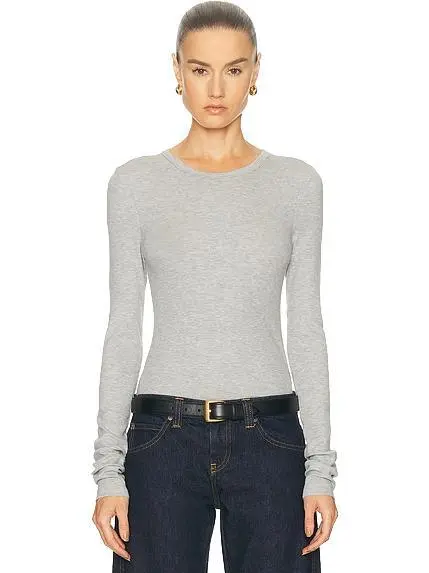 GRLFRND Crew Neck Extra Long Sleeve Tee - Heather Grey