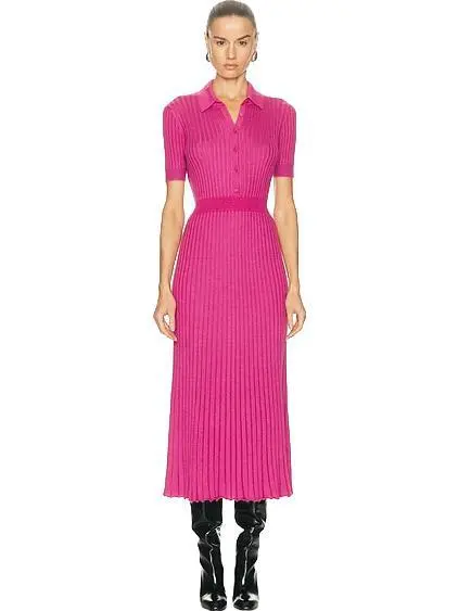 Gabriela Hearst Ribbed Knit Dress - Fuchsia