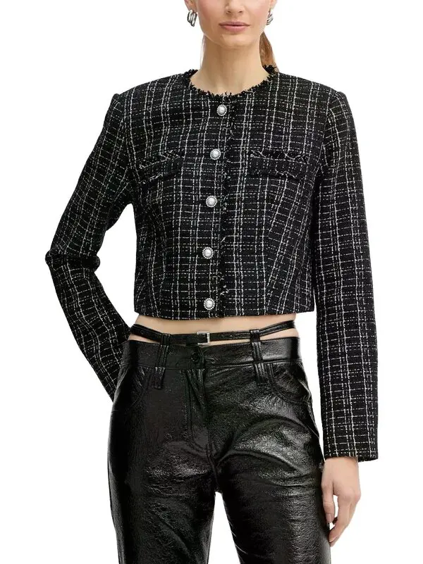 Guess Tweed Jacket With Pearl Buttons - Black