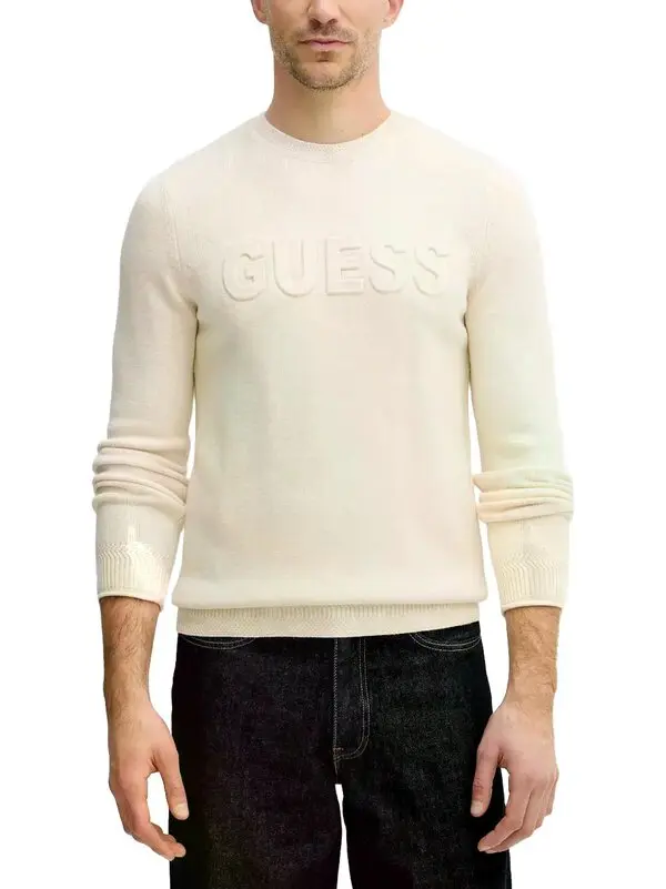 Guess Embossed Logo Sweater - Neutrals
