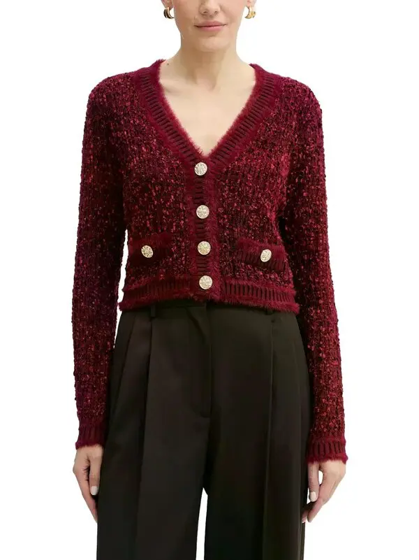 Guess Button V-neck Cardigan - Red