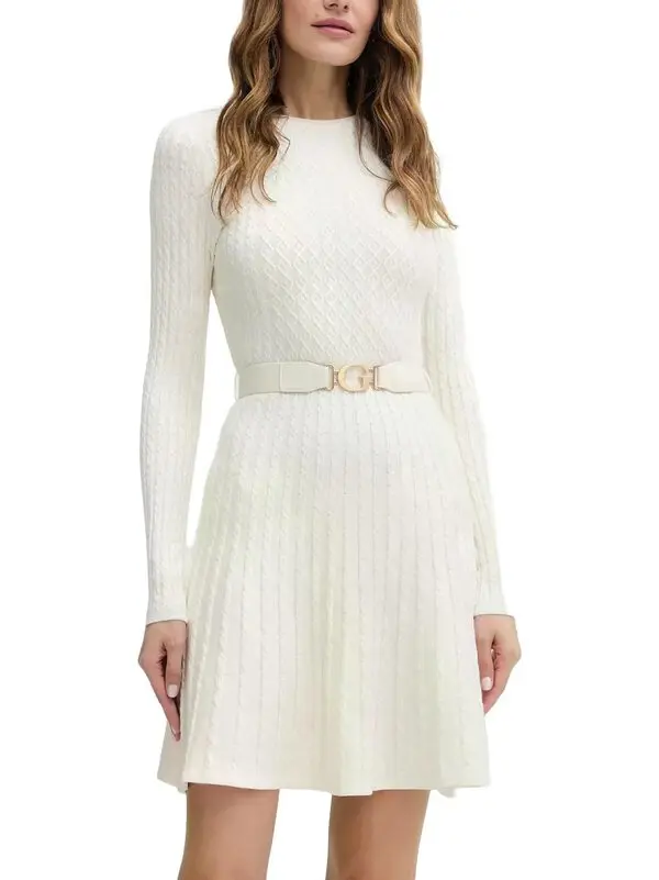 Guess Cable-knit Belted Mini Dress - Neutrals