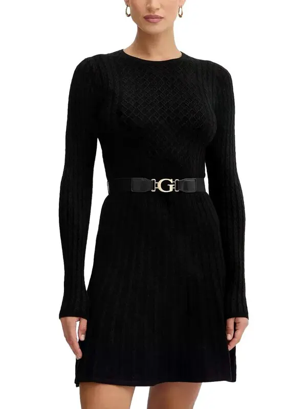 Guess Long-sleeve Textured Dress - Black