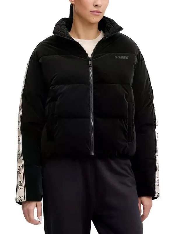 Guess Padded Jacket With Logo Tape - Black