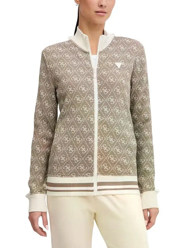 Guess Monogram Zip Sweater - Brown