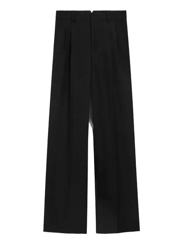 Ami Straight Leg Trousers With V Detail - Black