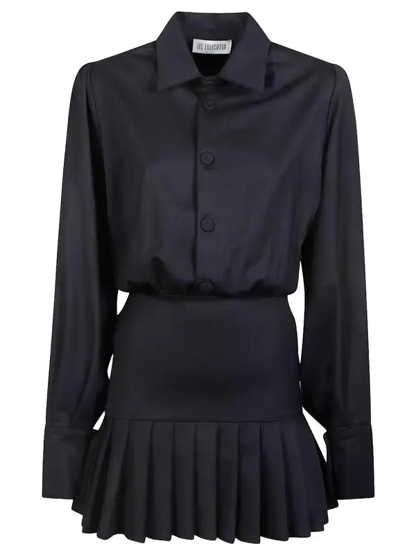 LES FILLES D'EVA Pleated Shirt Dress - Blue