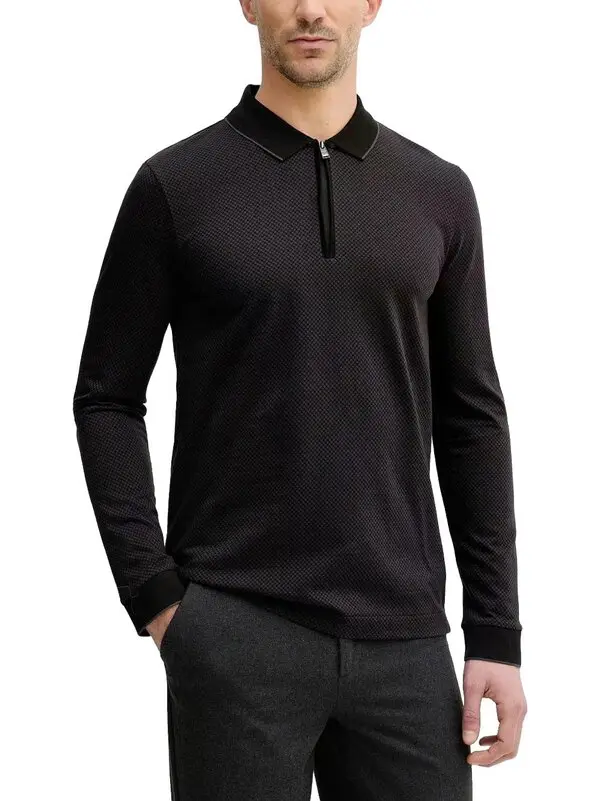 BOSS Zipped Polo Shirt - Black