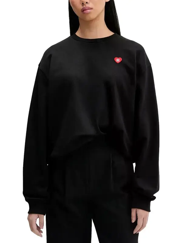Hugo Heart-patch Crew-neck Sweatshirt - Black
