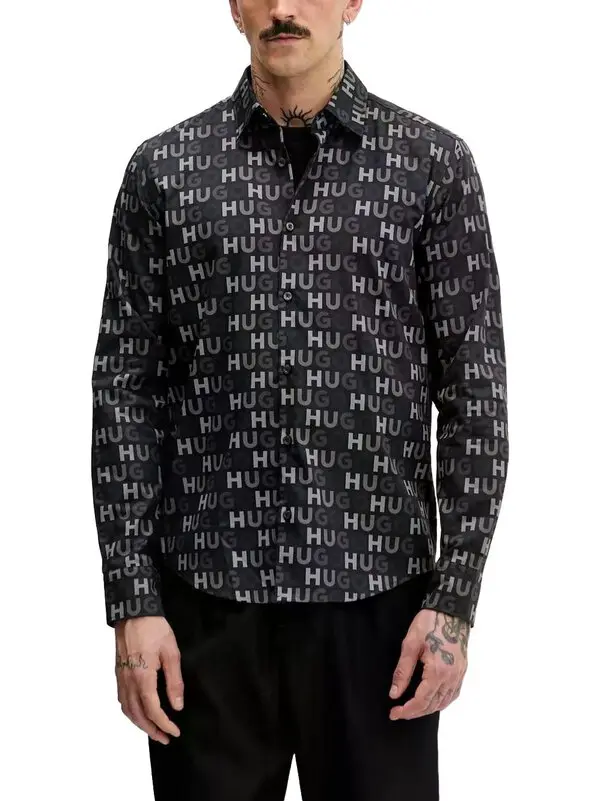 Hugo Logo-print Shirt - Black