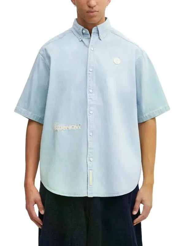 AAPE BY *A BATHING APE® Now Buttoned Patch Shirt - Blue