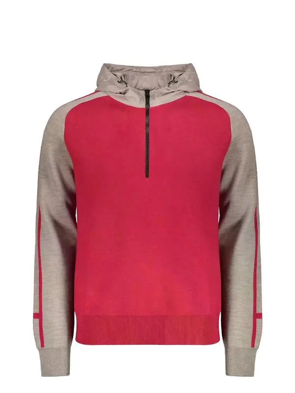 Herno Zip Knitted Hoodie - Red