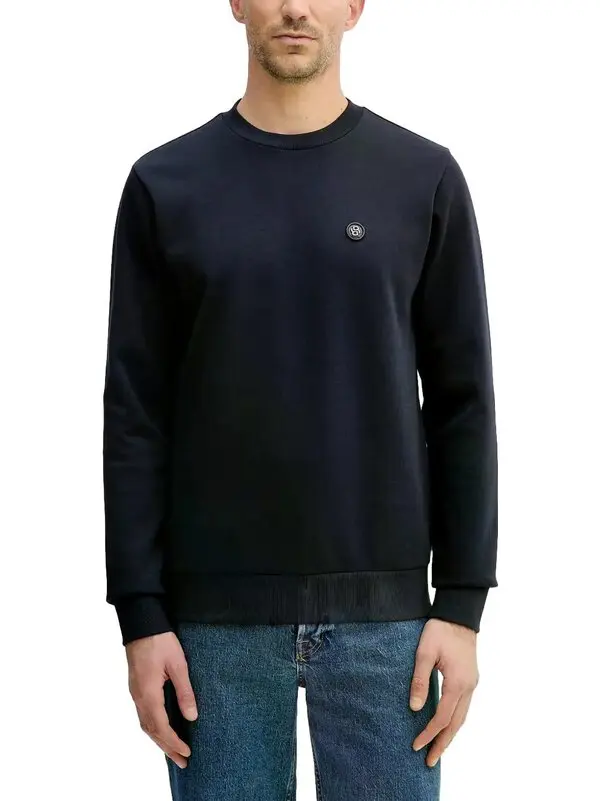 BOSS Crew-neck Sweatshirt With Appliqu - Blue