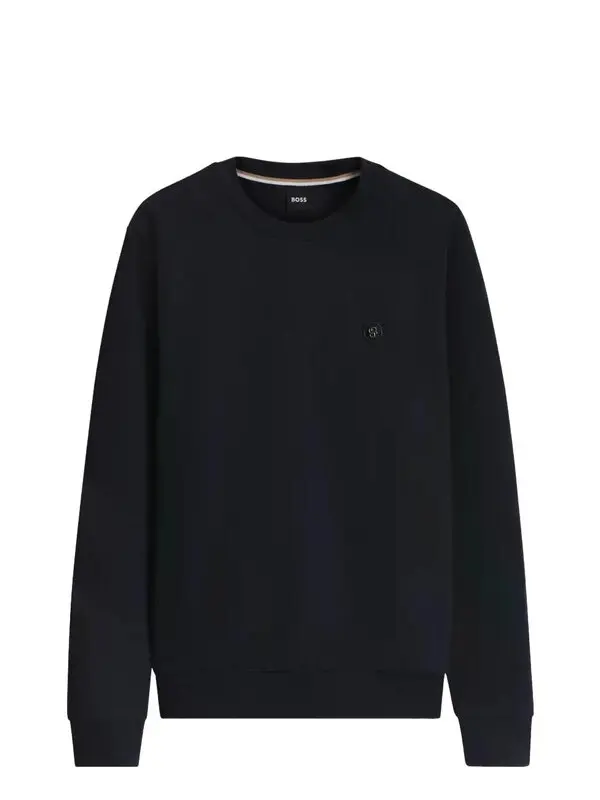 BOSS Crew-neck Sweatshirt With Appliqu - Blue