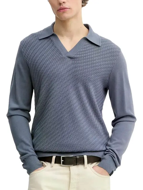 Rag & Bone Textured Polo Sweater - Blue