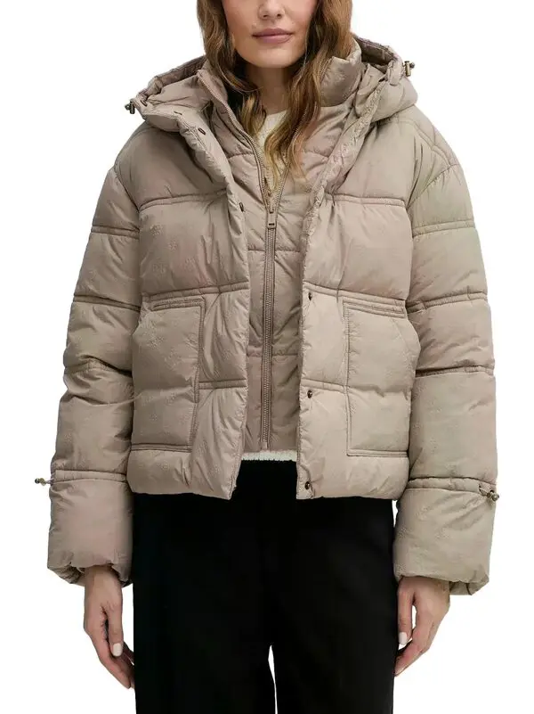 Guess Quilted Hooded Jacket - Neutrals