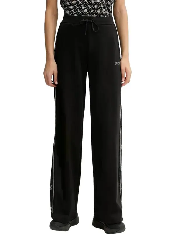 Guess Logo-detail Embellished Track Pants - Black