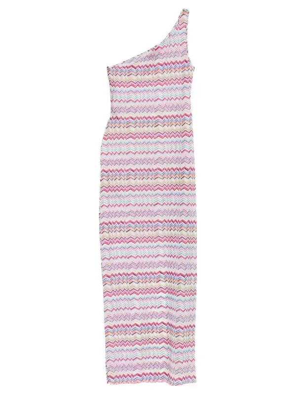 Missoni One-shoulder Chevron Maxi Dress - Pink