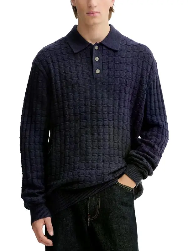 LES DEUX Gustav Polo-collar Sweater - Blue