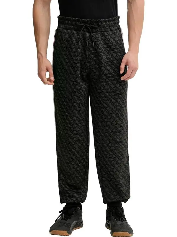 Guess Pattern Side Stripe Track Pants - Black