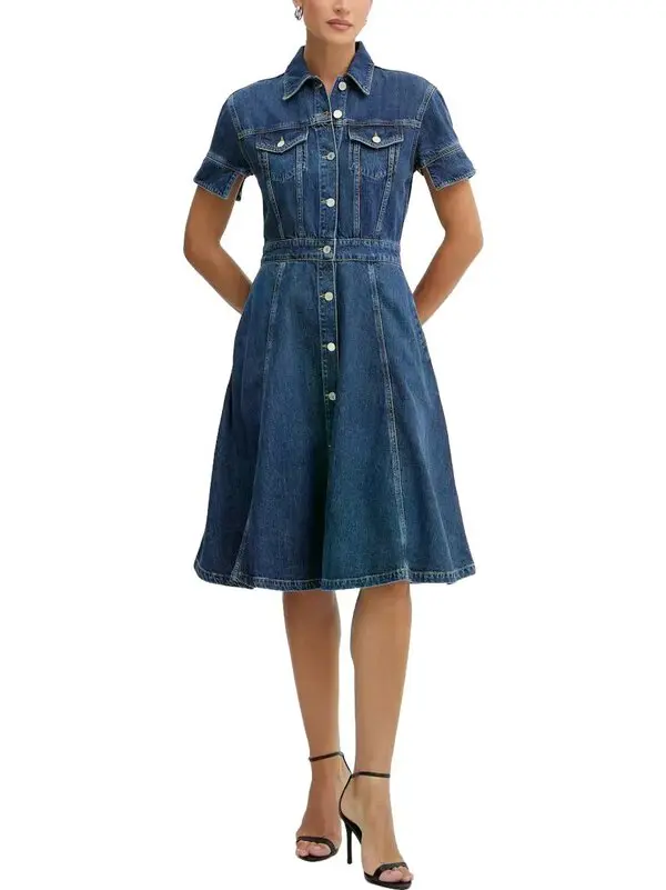 Karl Lagerfeld Buttoned Denim Mini Dress - Blue
