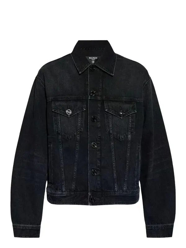 Balmain Button-up Denim Jacket - Black