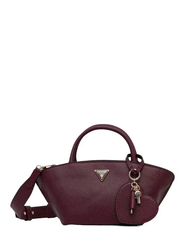 Guess Triangle Logo Pendant Satchel - Purple