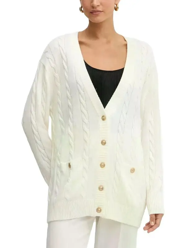 Guess Cable-knit Button Cardigan - White