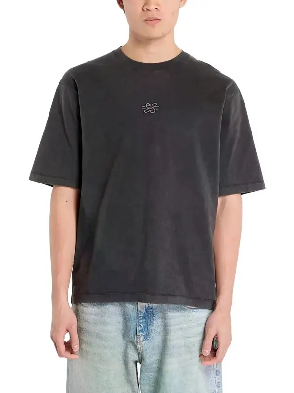 Filling Pieces Boxy Embroidered T-shirt - Grey