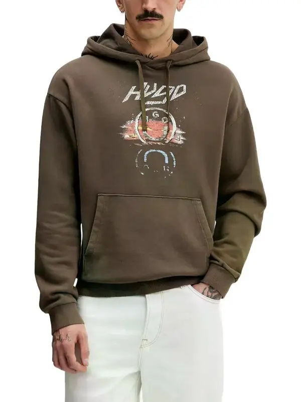 Hugo Graphic-print Hoodie - Brown