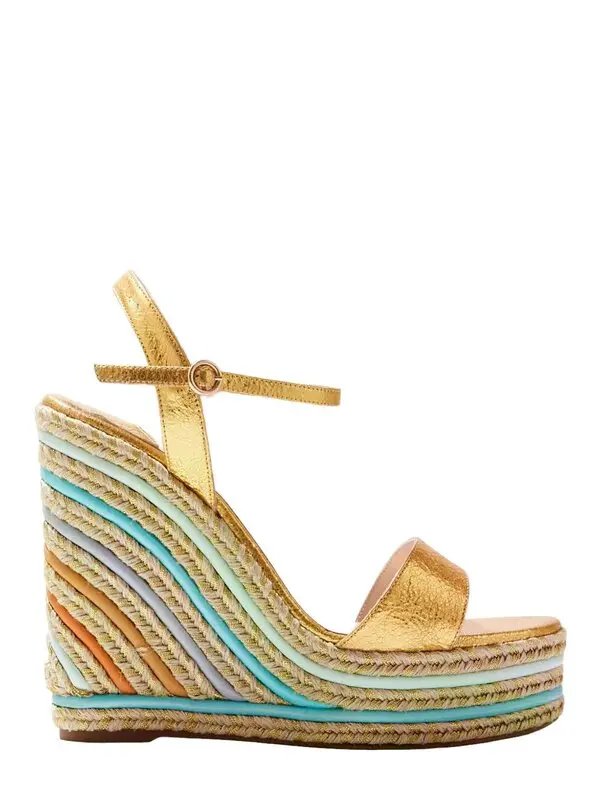 SOPHIA WEBSTER Raffia Wedge Sandals - Gold