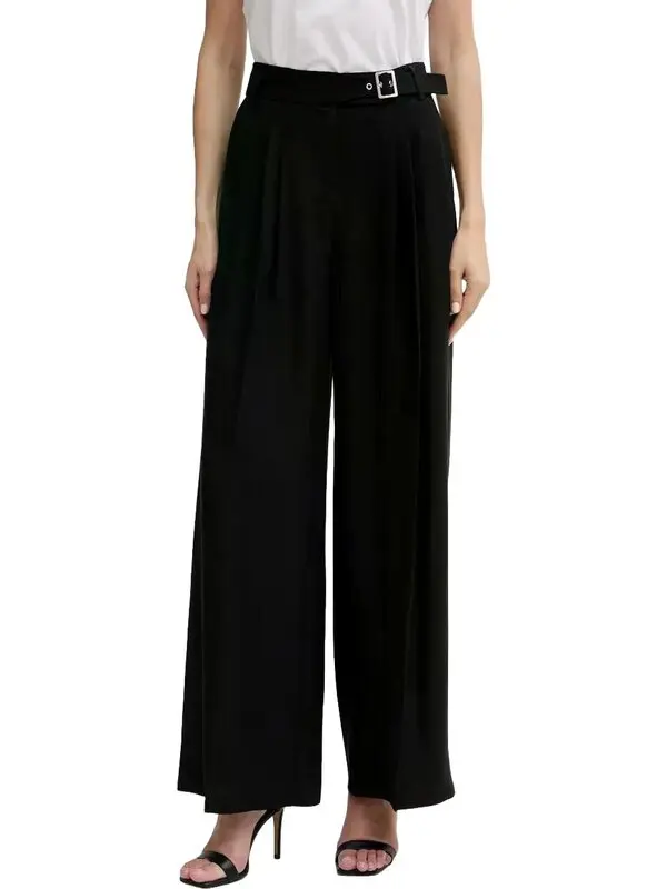 Karl Lagerfeld Belted Pleated Trousers - Black