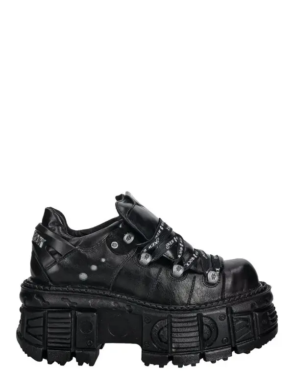 NEW ROCK Platform Lace-up Sneakers - Black