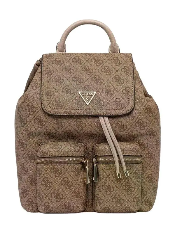 Guess Monogram Flap Backpack - Brown
