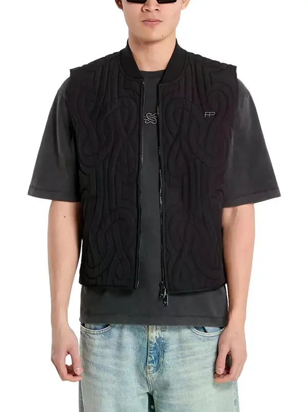 Filling Pieces Quilted Zip-up Gilet - Black