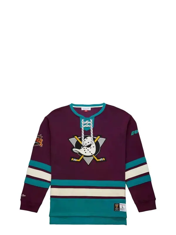 Mitchell & Ness Anaheim Ducks Heritage Vintage Logo Lace-up Pullover - Purple