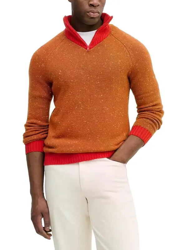 BENETTON Zip-up Sweater - Orange