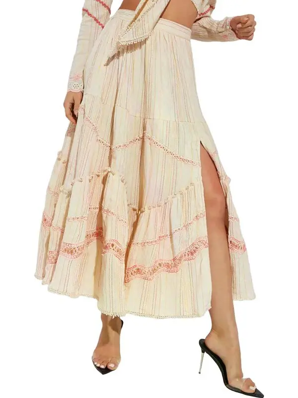 Hemant & Nandita Side-split Maxi Skirt - Neutrals