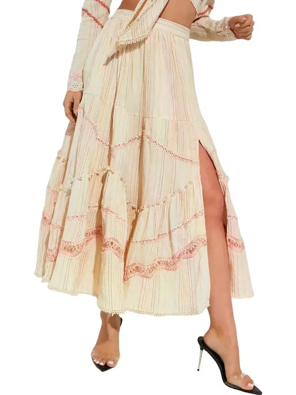 Hemant & Nandita Side-split Maxi Skirt - Neutrals