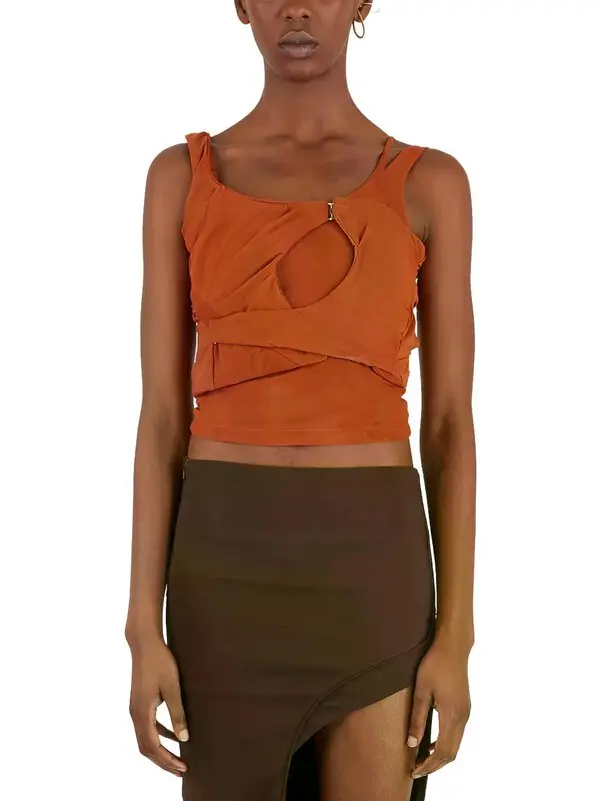 RUSFRCADE Overlay Strap Top - Orange