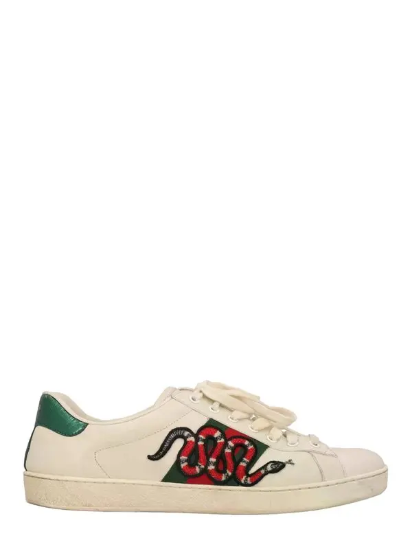 Gucci Snake-embroidery Web-stripe Sneakers - Neutrals